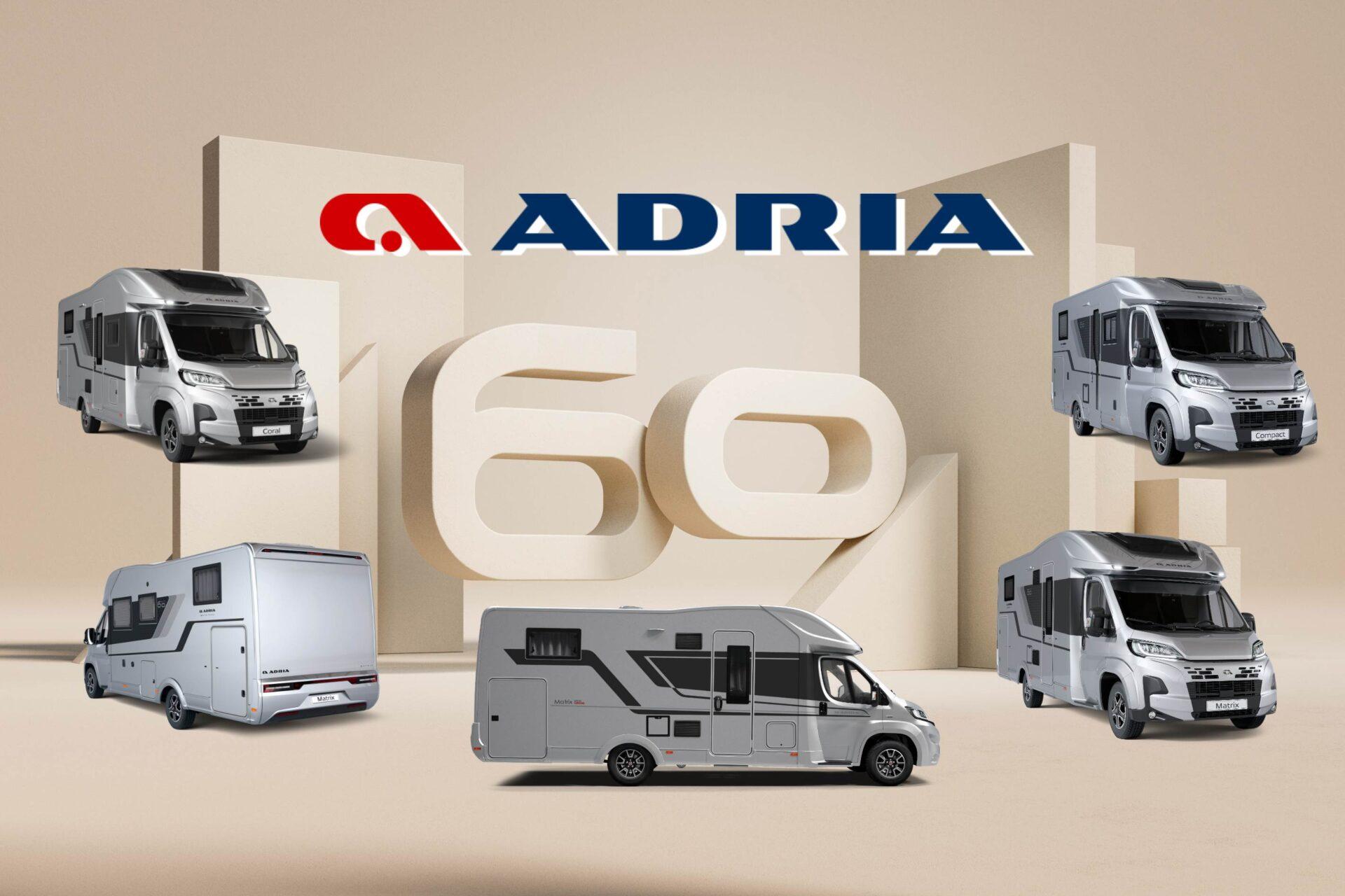 5 profilés en édition ″60e Anniversaire″ à prix canon chez Adria | Campingcarlesite